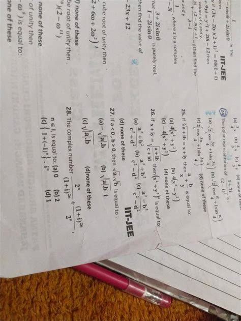 IHJ If A Then A B Is Equal To Cube Root Of Unity Then Filo