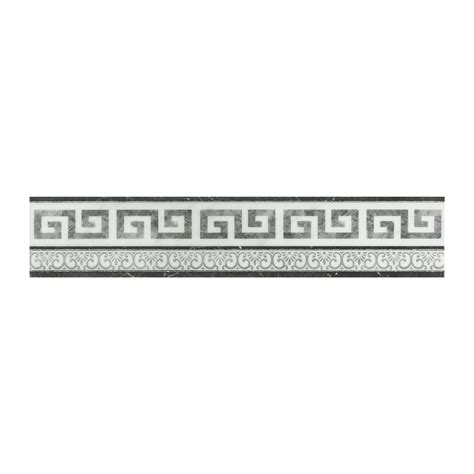 Sacchi Luccia Grey Greek Key Pattern Border Tile 12x60cm
