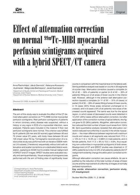 Pdf Effect Of Attenuation Correction On Normal 99mtc Mibi Myocardial