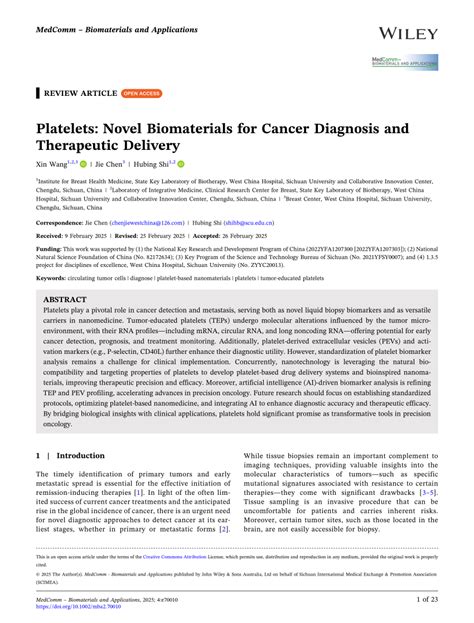 Pdf Platelets Novel Biomaterials For Cancer Diagnosis And