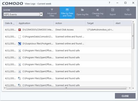 hips logs comodo endpoint security host intrusion prevention comodo