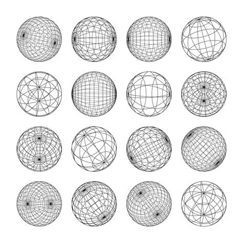 Premium Vector Wireframe Shapes Lined Sphere Perspective Mesh D Grid