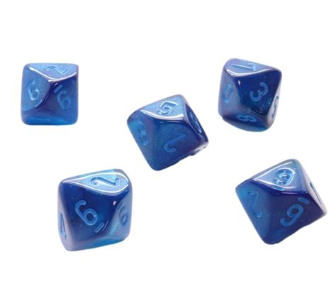 D10 Dé 10 Faces Luminary Bleu Luminescent Chessex Chiffres 0à 9 Bleus