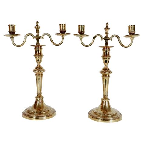Antique French Large Pair Of Brass Candelabra For Sale At 1stdibs