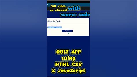 Quiz App Using Html Css And Javascript Quizapp Htmlcss Javascript