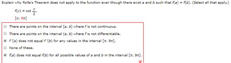 Solved Explain why Rolle's Theorem does not apply to the | Chegg.com