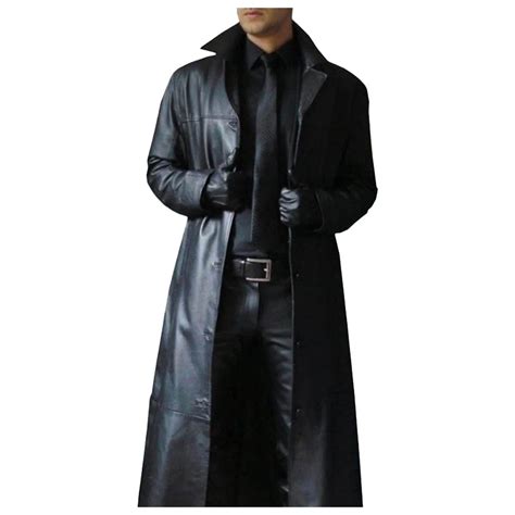 Кожаный тренчкот мужской | AliExpress