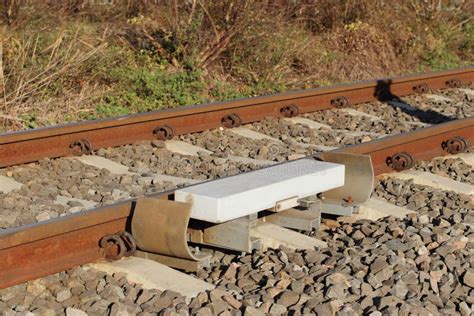 Sensor Signaling The Passage Of The Train On The Railway Track To