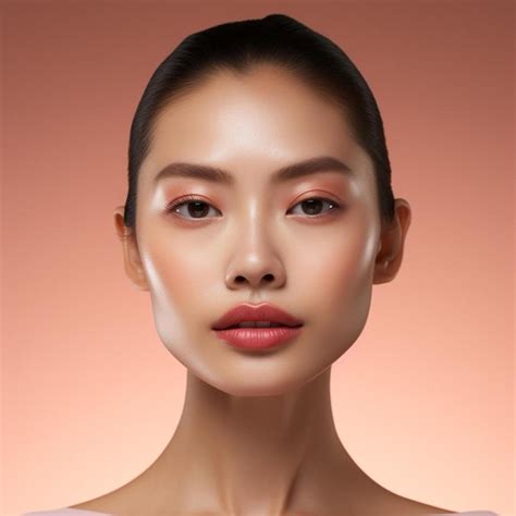 Premium Photo A Woman With A Freckled Face And A Pink Background