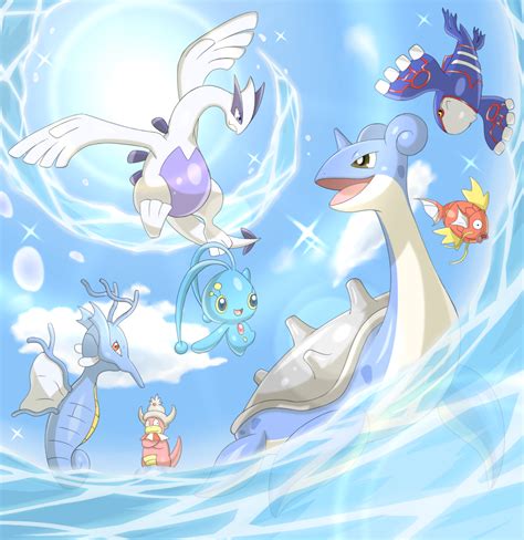 Mariotoko Kingdra Kyogre Lapras Lugia Magikarp Manaphy Slowking Nintendo Pokemon Blue