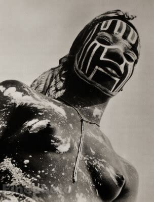 1950s Vintage Africa Black Female Nude Tribal Face Body Painting Photo