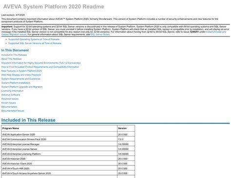 Pdf Aveva System Platform 2020 Readme Dokumen Tips