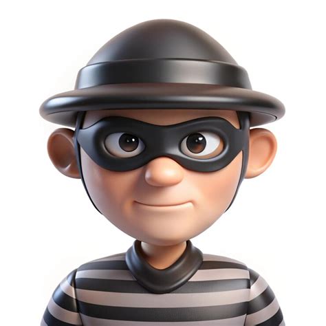 3d Illustration Of Thief Portrait Thief With Eye Fold Isolated On White