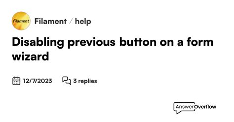 Disabling Previous Button On A Form Wizard Filament