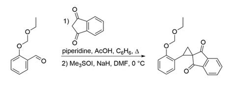 synthesis of 2 [2 ethoxymethoxy phenyl]spiro[cyclopropane 1 2′ indene