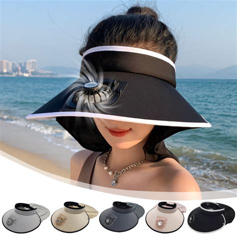 Palifeur Sun Visors Hat With Fan For Women 3 Speed Adjustment Large