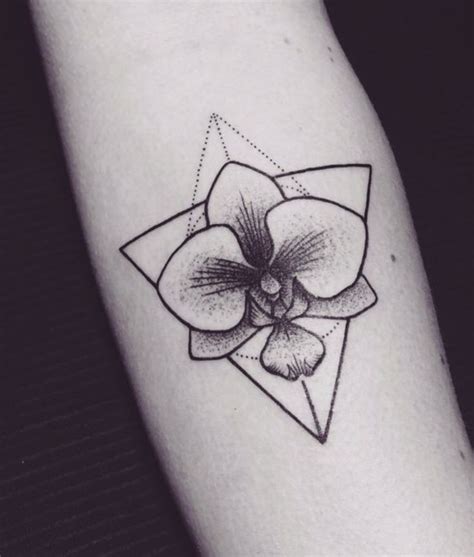 Black And White Orchid Tattoo On Arm