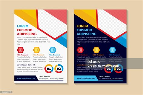 추상 전단지 템플릿 디자인 헤드라인을 사용하는 것은 육각형 사진 콜라주를 위한 공간이 있는 사용자 정의 더미 텍스트 세로 레이아웃입니다 개념에 대한 스톡 벡터 아트 및 기타