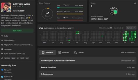 Day 52 Of 100daysofcodechallenge Of Solving Coding Problems Sumit