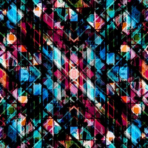 Multicolored Geometric Dark Seamless Pattern Stock Illustration