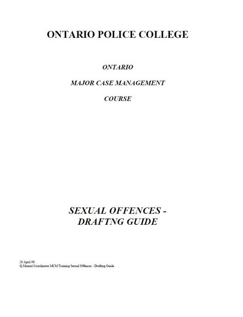 Sexual Offences Drafting Guide Publications Ontario