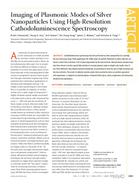 Pdf Imaging Of Plasmonic Modes Of Silver Nanoparticles Using High Resolution
