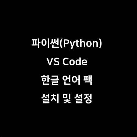 파이썬python Vs Code 한글 언어 팩 설정하기