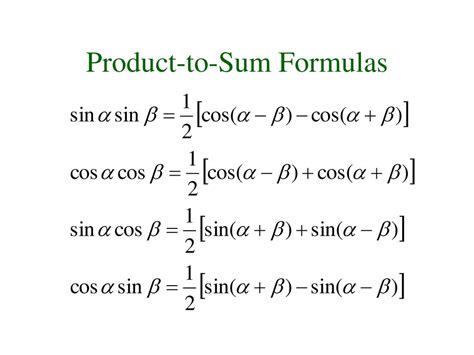 product to sum and sum to product formulas ppt download