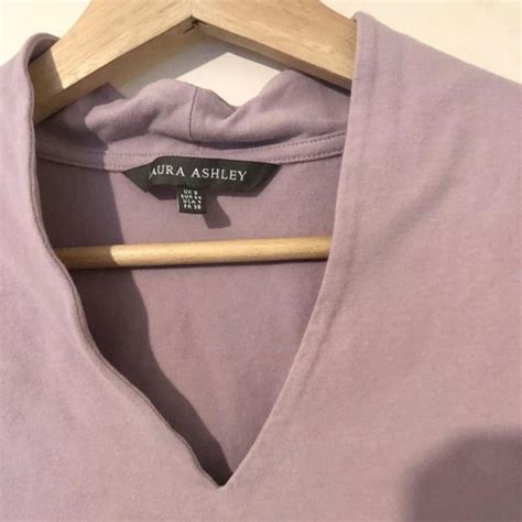 Purple Lilac Laura Ashley V Neck Blouse In Size Depop