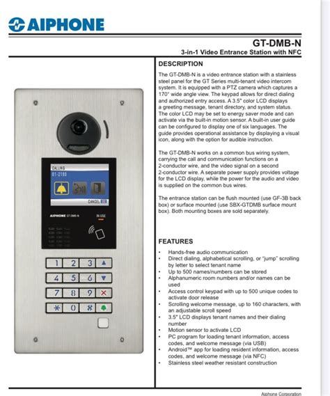 Aiphone Uk Limited Video Multi Tenant System Custom Programmable Welcome… Aiphone Uk Limited