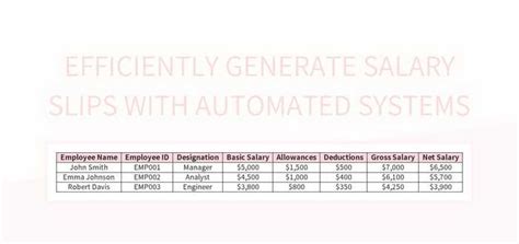 Efficiently Generate Salary Slips With Automated Systems Excel
