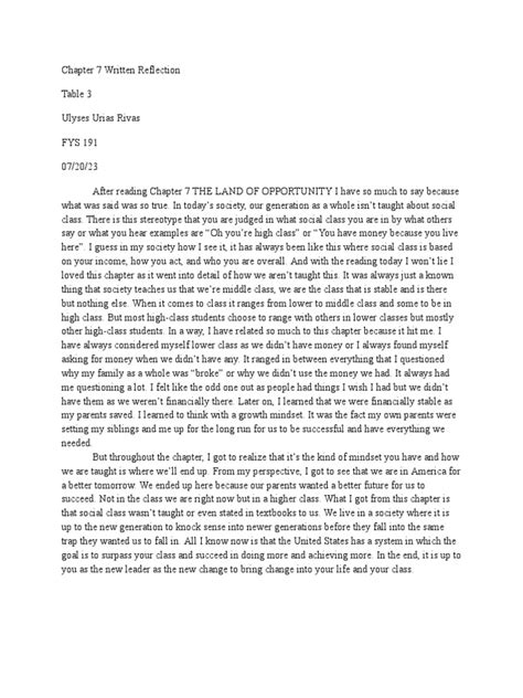 Chapter 7 Written Reflection Pdf