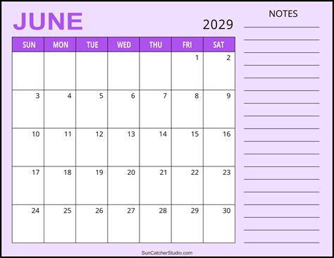 June 2029 Calendar Free Printable Free Printables Lettering Svg