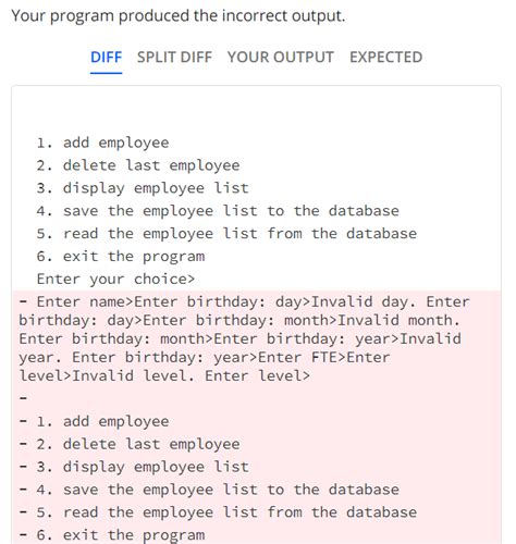 Solved Your Program Produced The Incorrect Output Diff