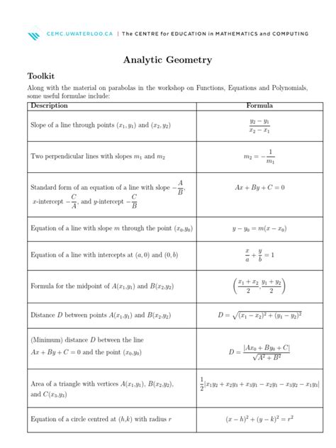 Analytic Geometry Pdf