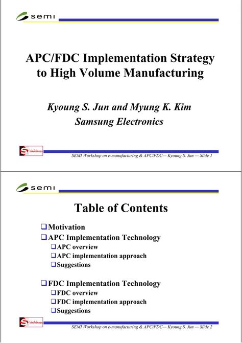 Apcfdc Implementation Strategy To High Volume Sematech