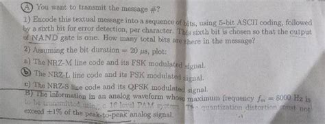 A ﻿you Want To Transmit The Message Encode This