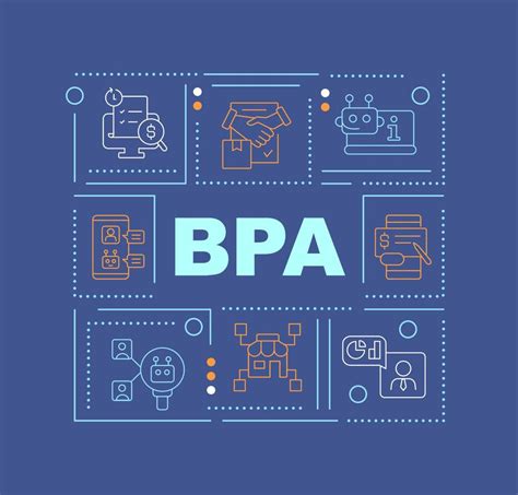 Business Process Automation Word Concepts Dark Blue Banner Autonomous Operation Infographics