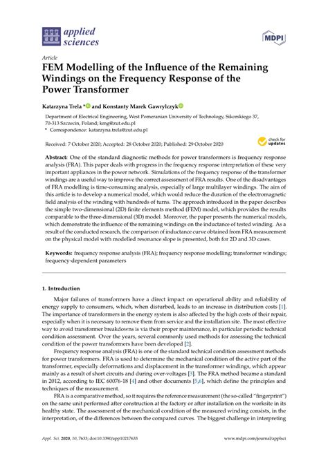 Pdf Fem Modelling Of The Influence Of The Remaining Windings On The Frequency Response Of The