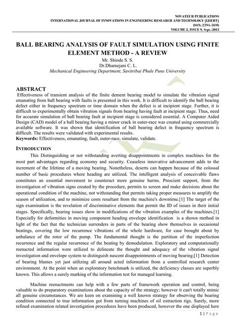 Ball Bearing Analysis Of Fault Simulation Using Finite Element Method