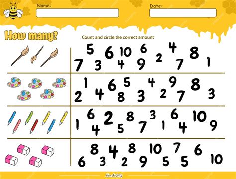 Premium Vector Count And Circle The Correct Number Of Beehive