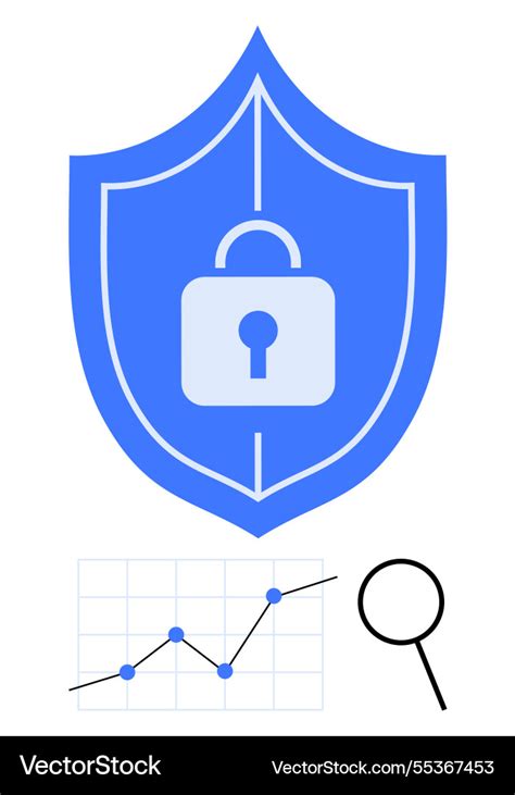 Data Security Shield With Lock Growth Graph Vector Image