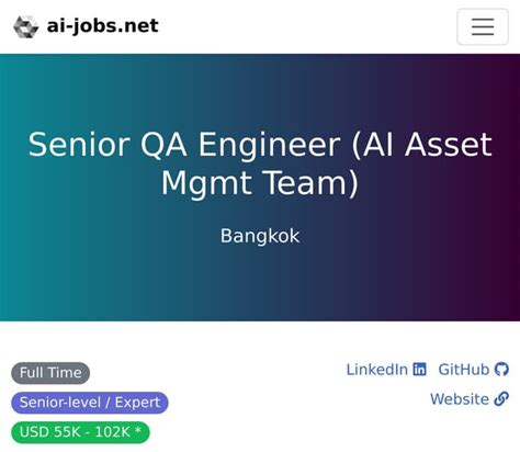[hiring] senior qa engineer ai asset mgmt team in bangkok r ai ml jobs