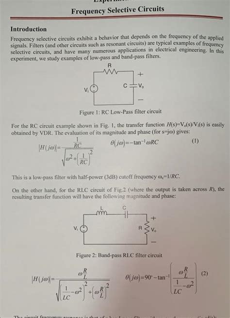 Solved Frequency Selective Circuits Introduction Frequency