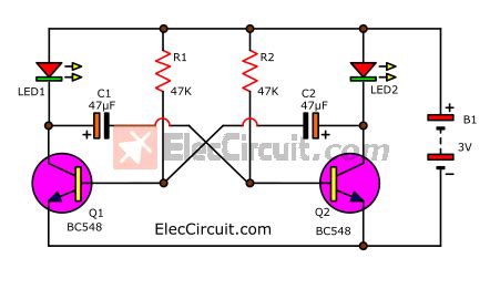 LED Flashers Circuits And Projects Using Transistor ElecCircuit Com