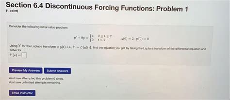 solved section 6 4 discontinuous forcing functions problem
