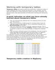 Working With Temporary Tables Docx Working With Temporary Tables Temporary Tables Are Exactly
