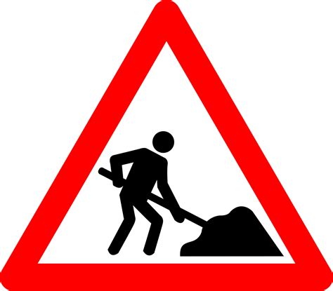 Road Works Sign Attention Road Works Are Underway Warning Sign Work