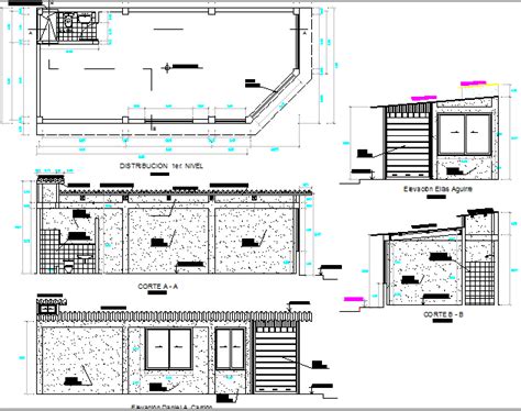 Commercial Store Elevation Section And Plan Details Dwg File