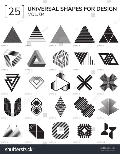 Set 25 Universal Geometric Shapes Design Stock Vector Royalty Free